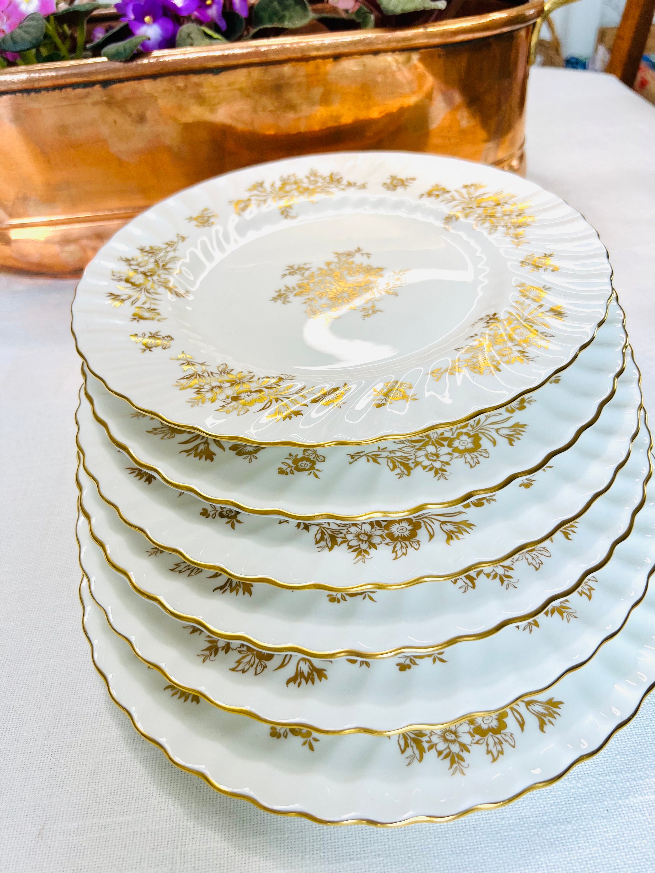 Minton Dinner Plates Marlow Gold Pattern Set of 6 10 1/2 - Etsy