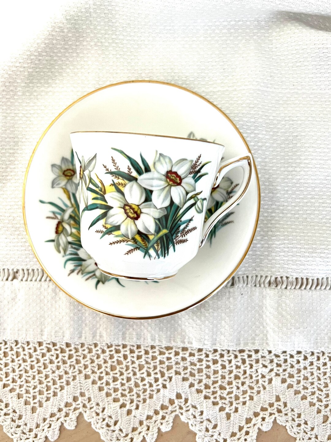 FLORENCE Daffodil Teacup and Saucer, Made in England, Tea Cup Set, Gift ...