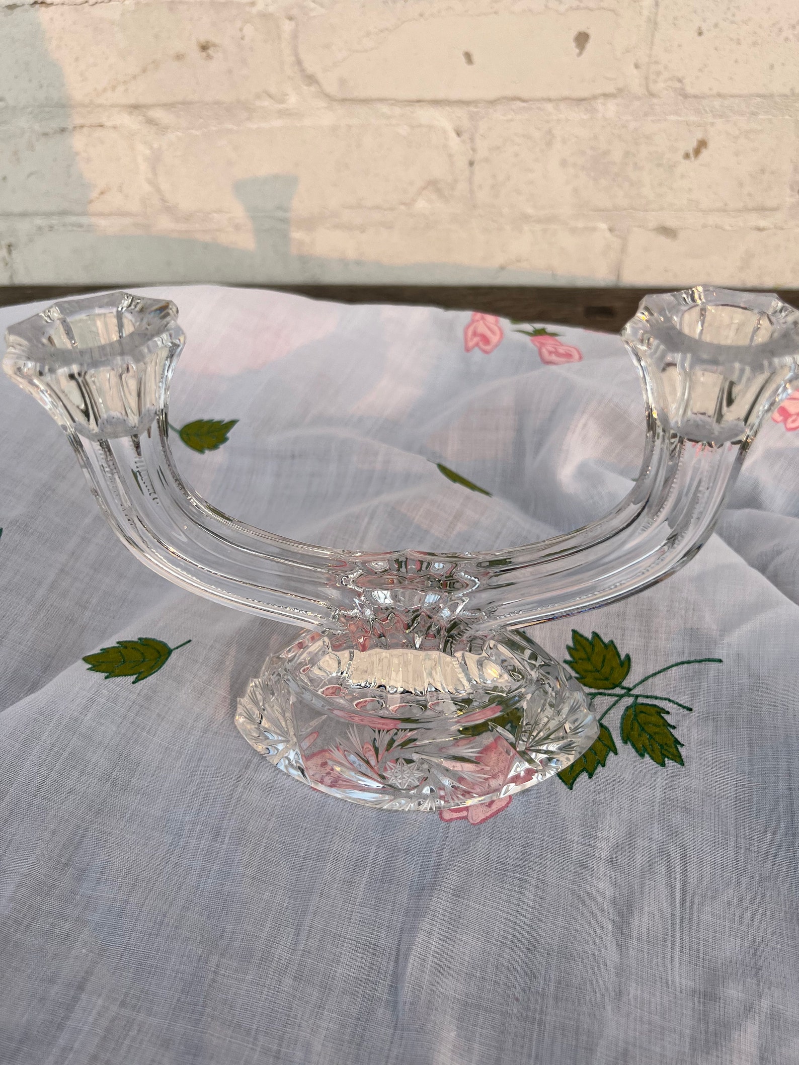 Crystal Glass Pinwheel Double Arm Candelabra Double Arm - Etsy