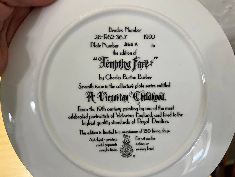 Royal Doulton Collectible Plate, Tempting Fare, Victorian Childhood ...