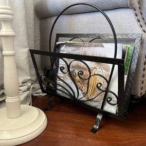 Mid Century Modern Wrought Iron Magazine Rack /holder, Scrolled ...