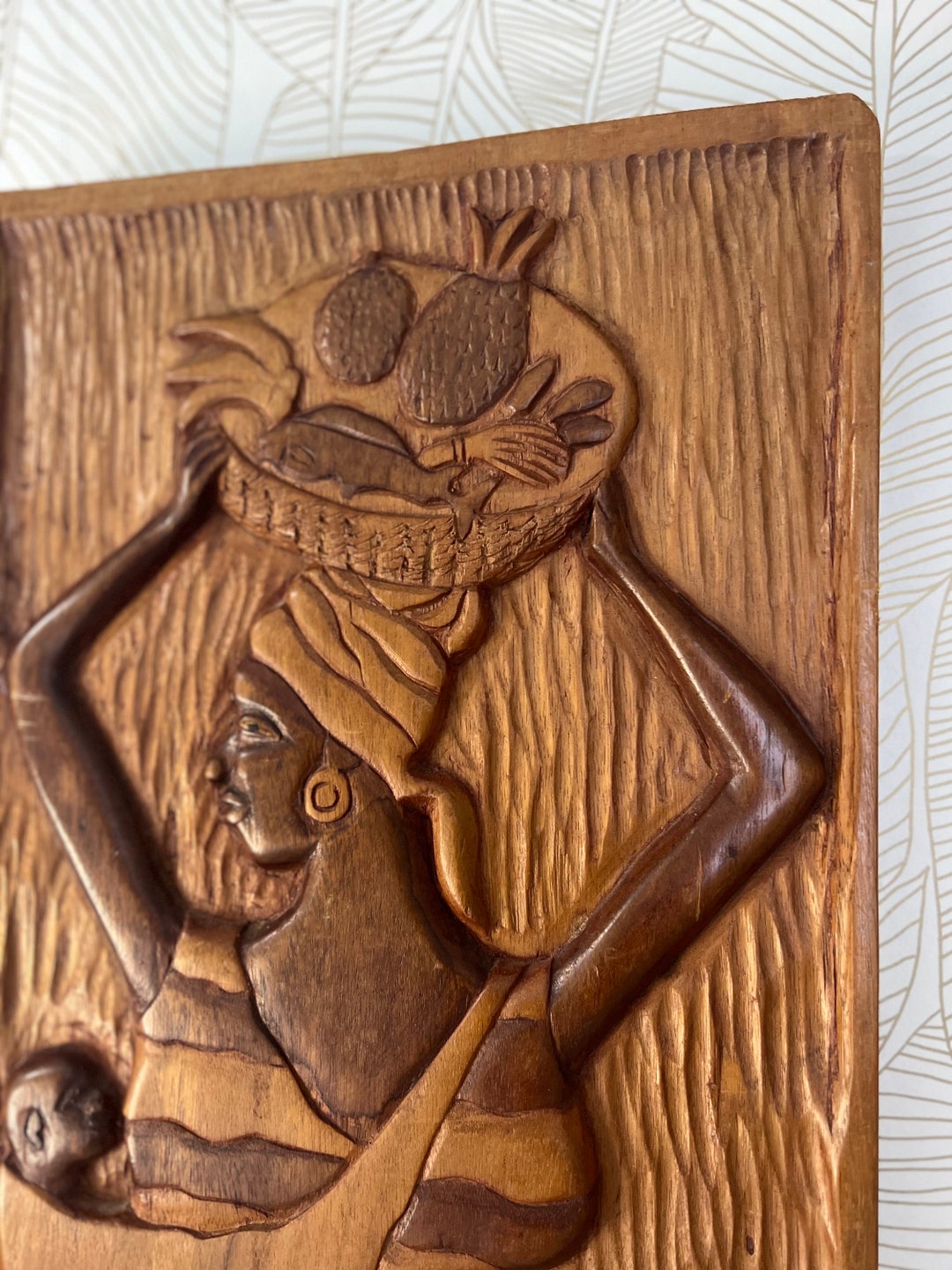 Spectacular Vintage Hand Carved African Wall Hanging, Caribbean or ...