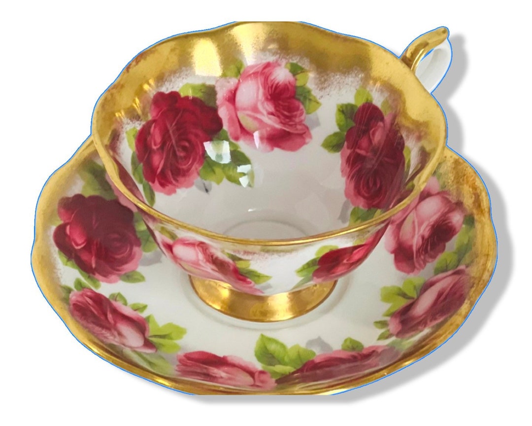 Royal Albert Pink and Red Roses “treasure Chest” Teacup and Saucer With ...