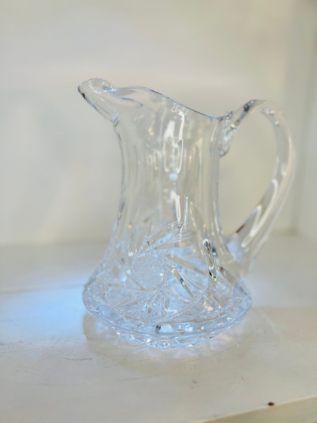 Stunning Cut Pinwheel Crystal Pitcher, Gorgeous Pitcher for Serving ...