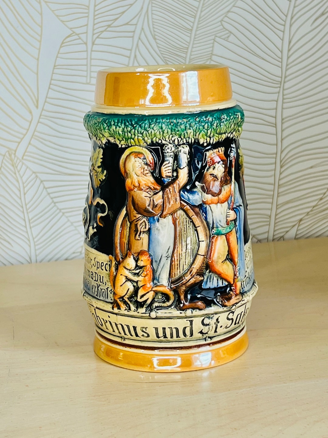 Vintage Western German Beer Stein Embossed Scroll and Figures, Gift - Etsy