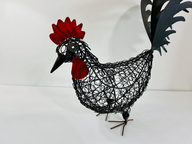 Hand Forged Metal Wire Rooster Art - Etsy