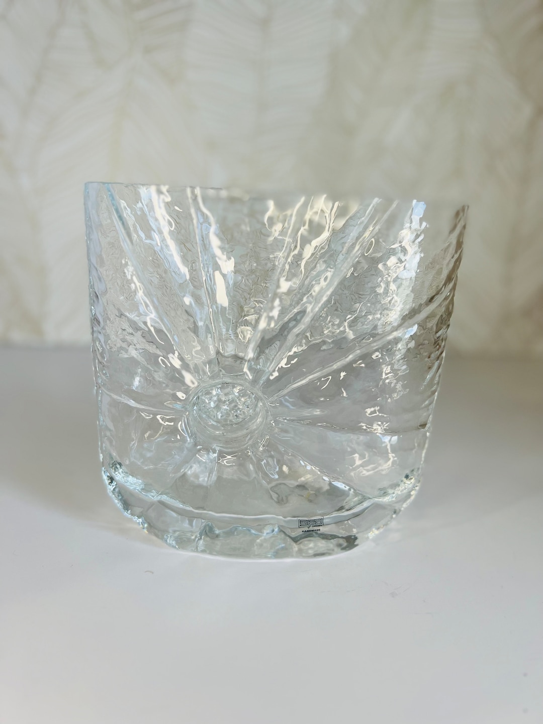 Rune Strand Crystal Vase With Starburst for Swedish SEA Glassworks ...