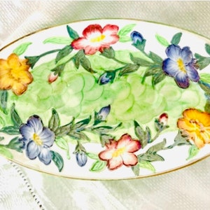 Vintage Floral Art Deco Maling Ware Dish, Maling Ware, Malingware - Etsy