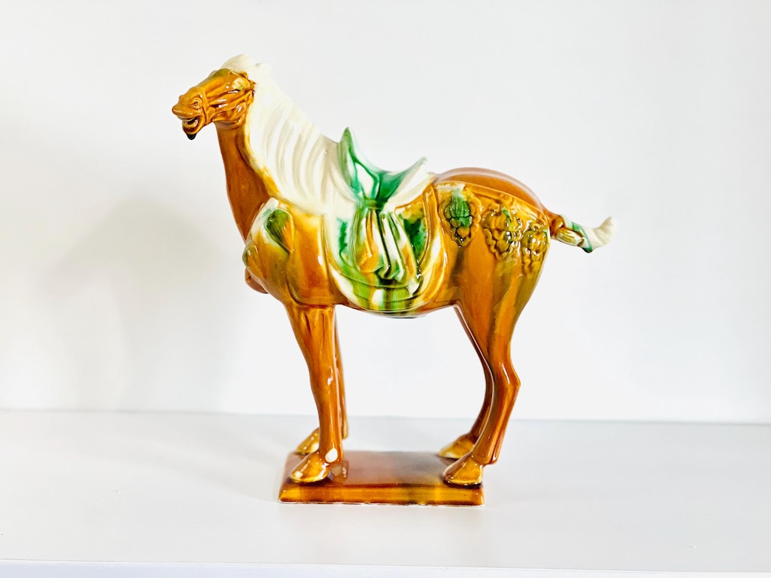Vintage Tang Dynasty Style War Horse Drip Glaze Figurine - Etsy