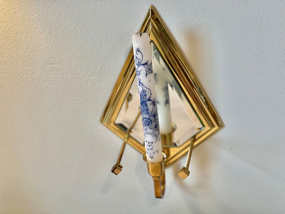 Retro Brass Partylite Infinity Candle Wall Sconce Brass Bevelled Mirror ...