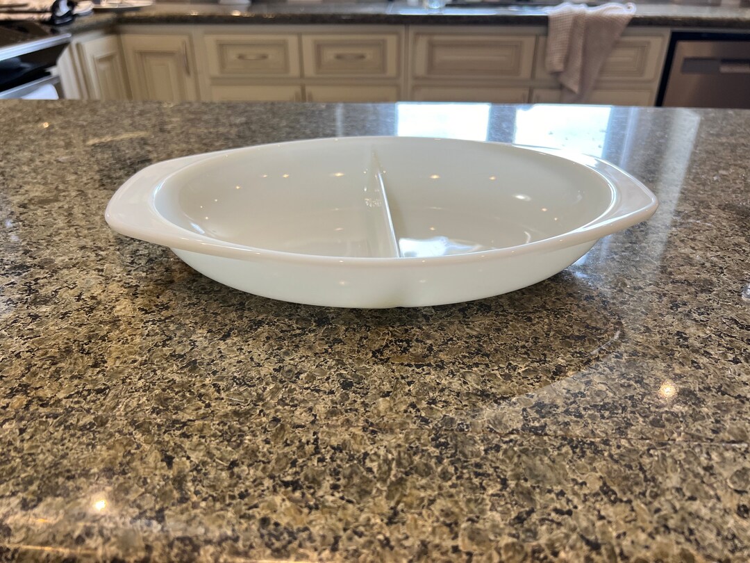 Pyrex Opal White Divided Casserole Dish, Vintage Pyrex Casserole Dish ...