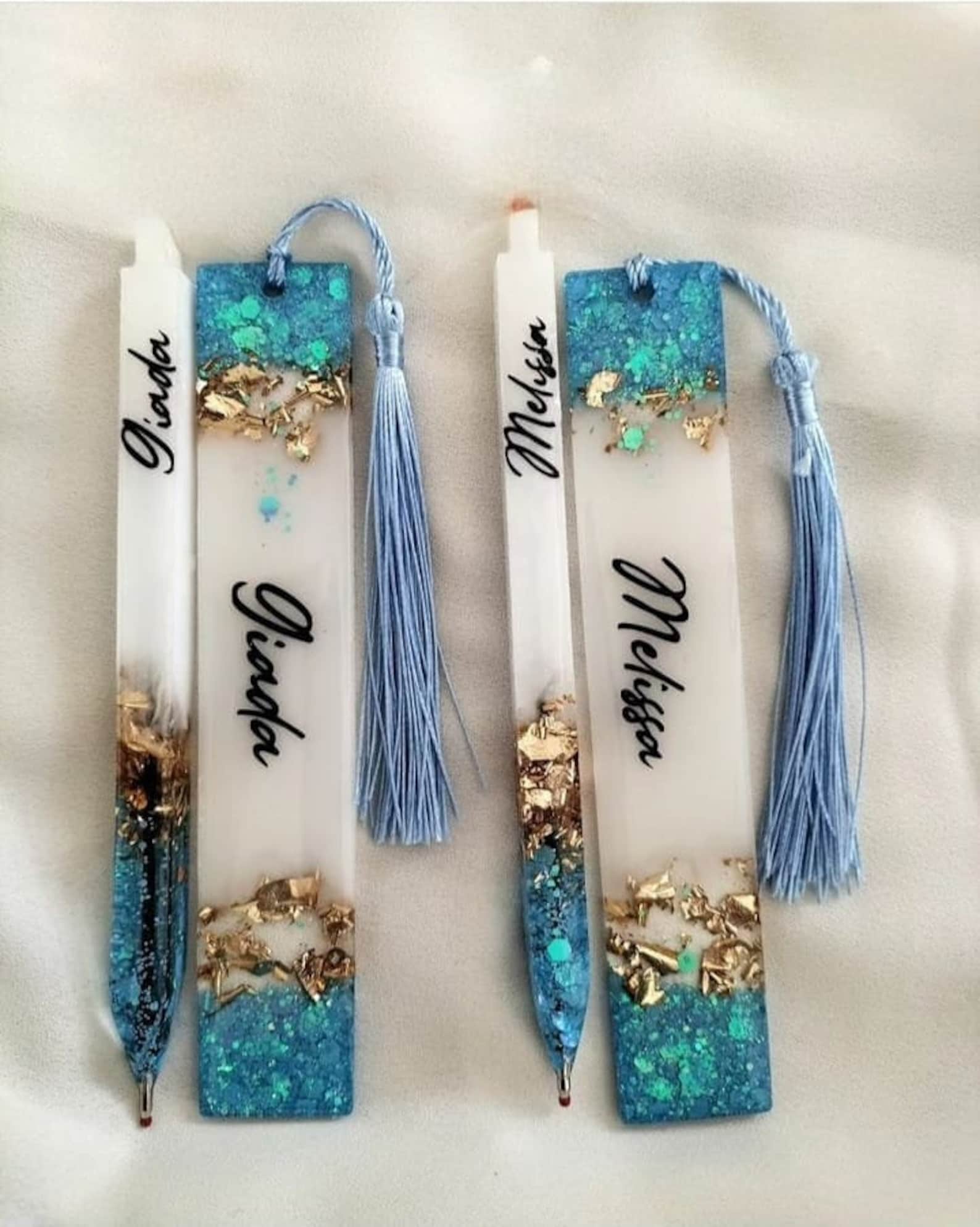 Personalized Glitter Pens and Bookmark, Glitter Pens With Name ...