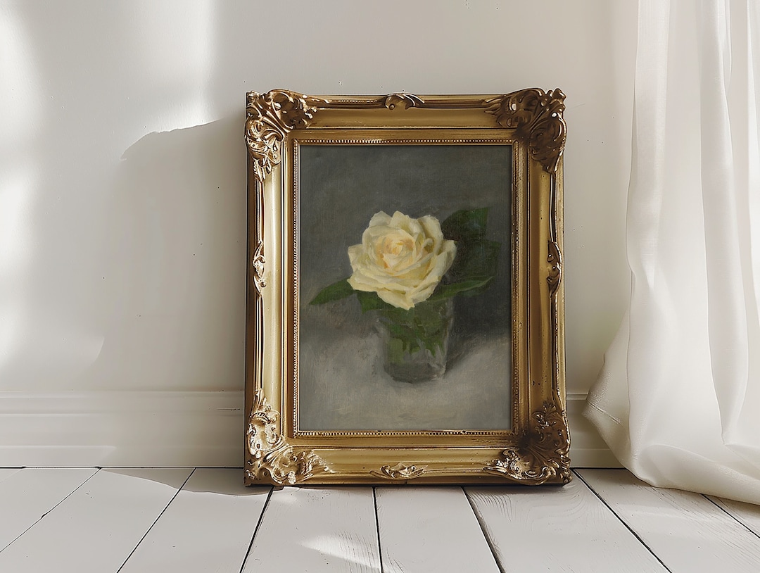 White Rose Original Oil Painting | Giclée Fine Art Print | Vintage ...