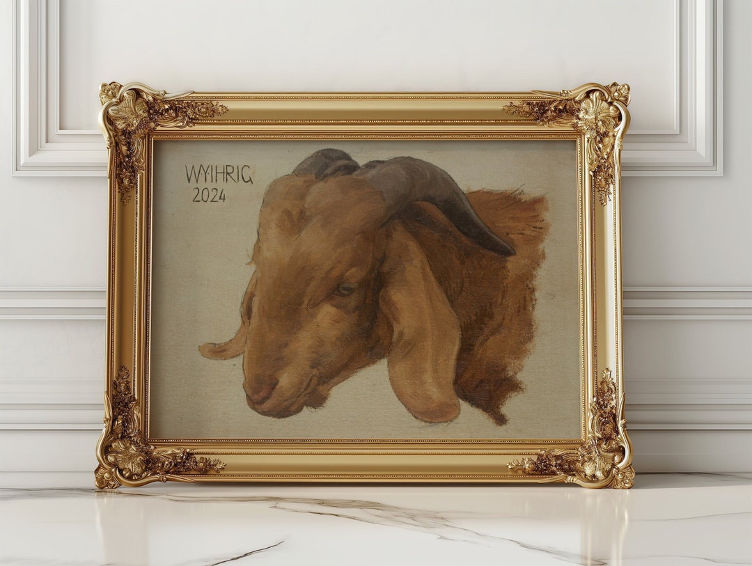 Original Red Goat Oil Painting Print | Animal Artprint | Pastoral Wall ...