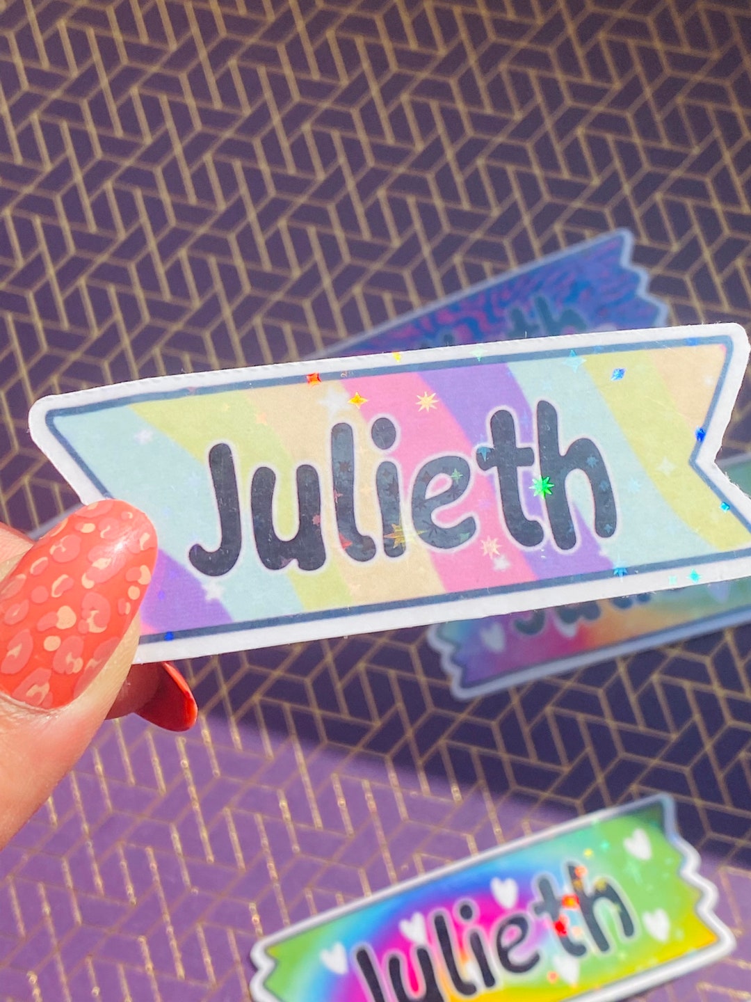 Holographic Name Stickers, Personalized Name Stickers, Vinyl Stickers ...