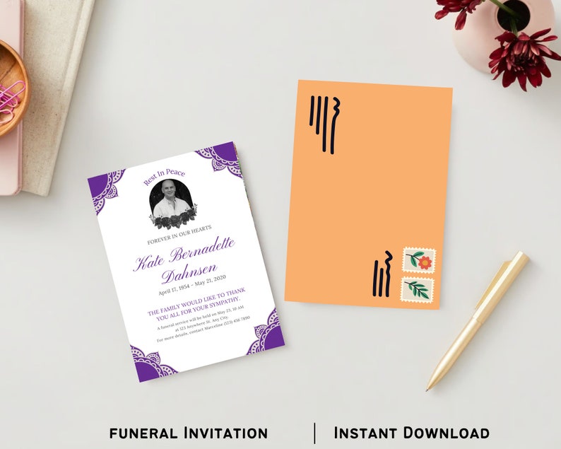 Funeral Announcement, Simple Funeral Announcement, Editable Templates ...
