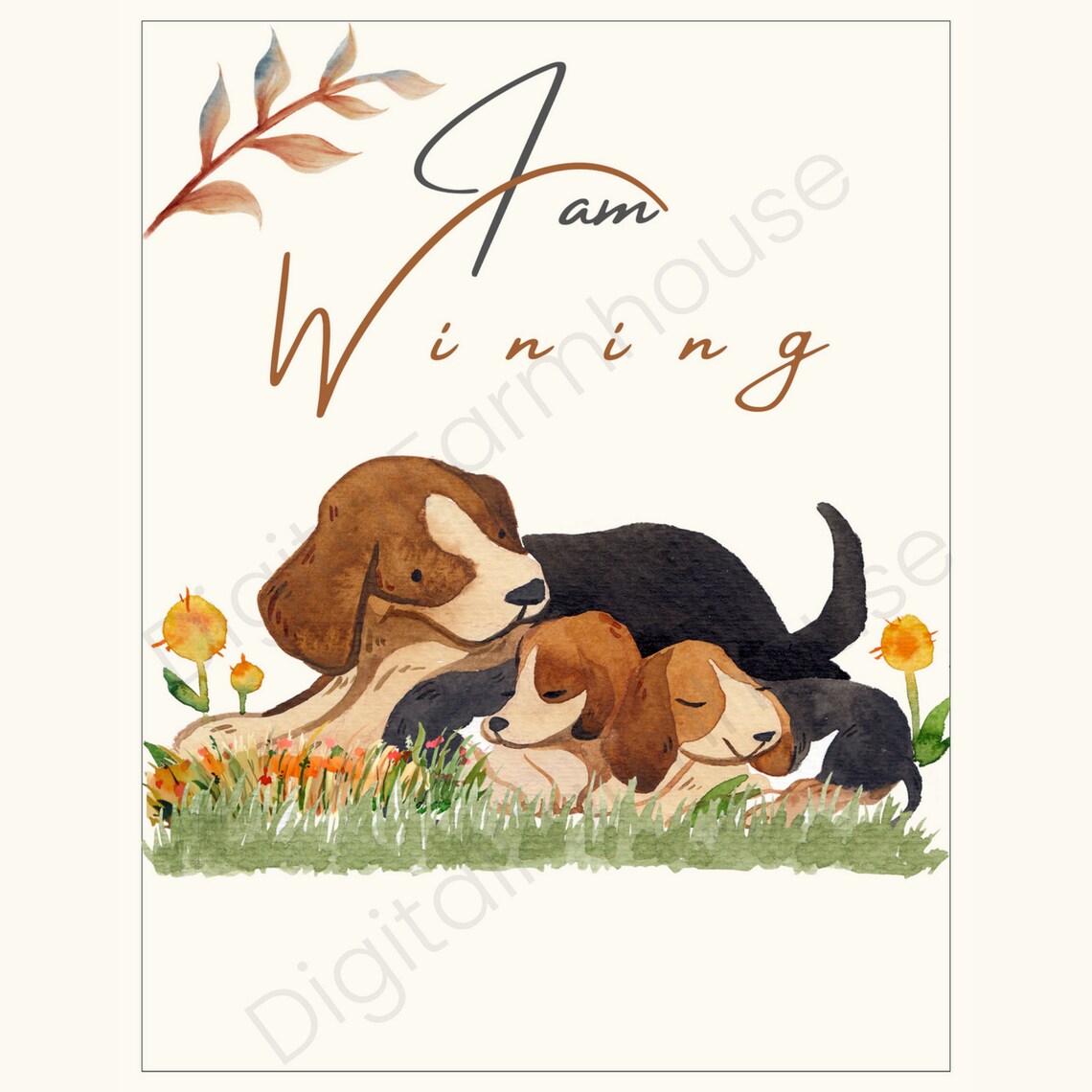 I AM WINING Baby Wall Art, Kids' Affirmation Art Decor, Baby Animal ...