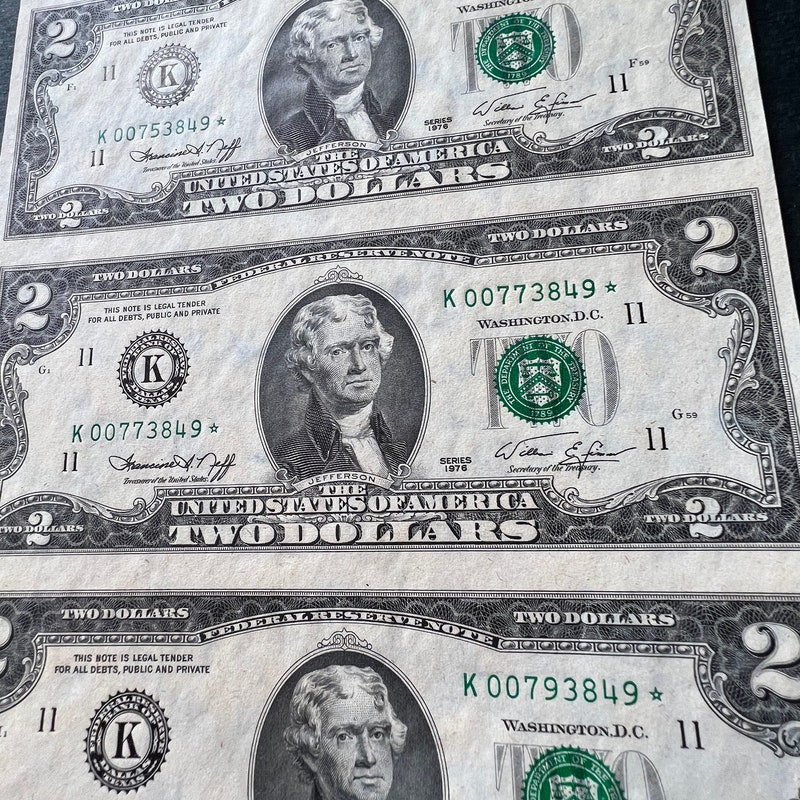 Uncut Dollar Bill Sheet - Etsy