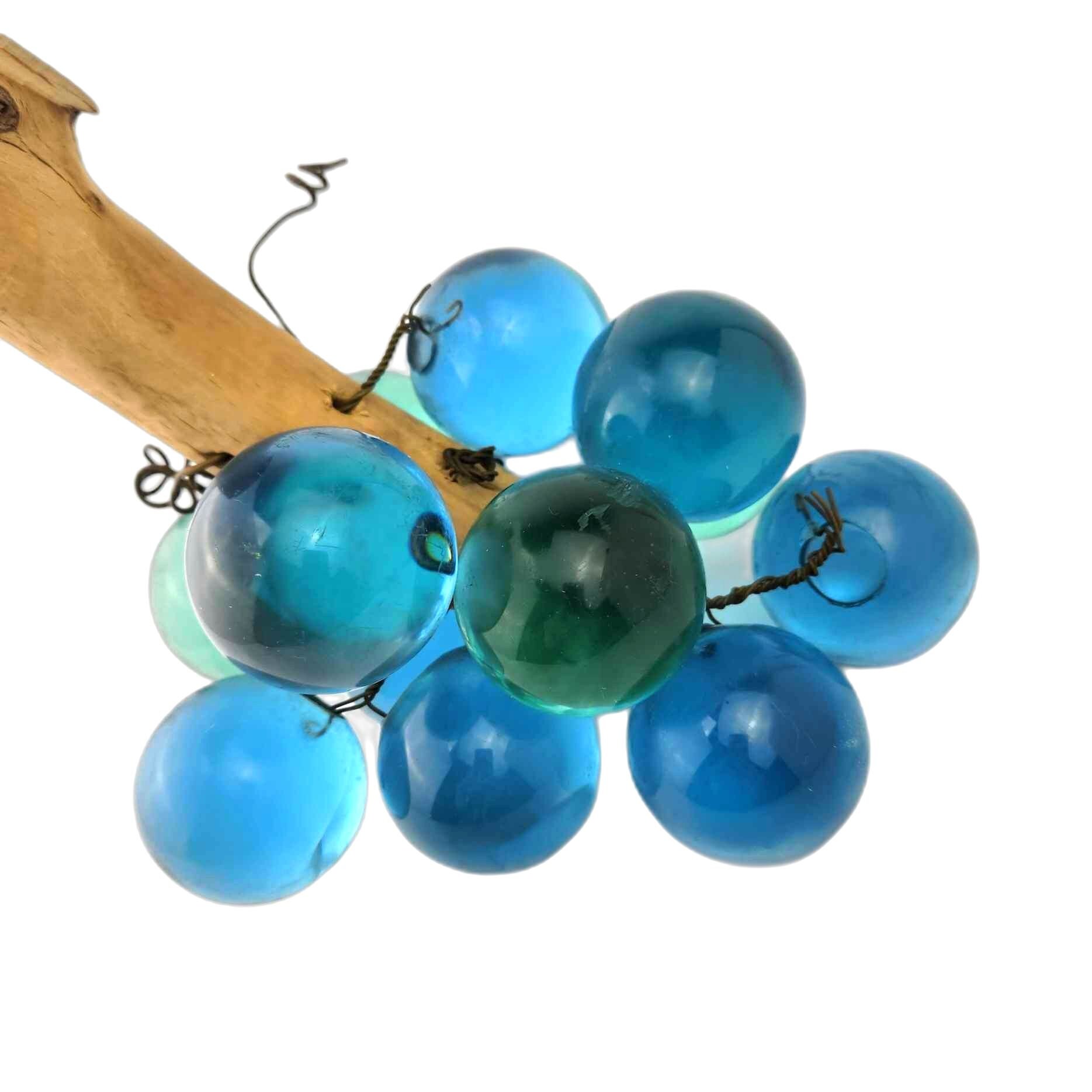 Lucite 2 Balls, 12 Grapes on Driftwood, Sapphire Modern Crafted Vintage ...