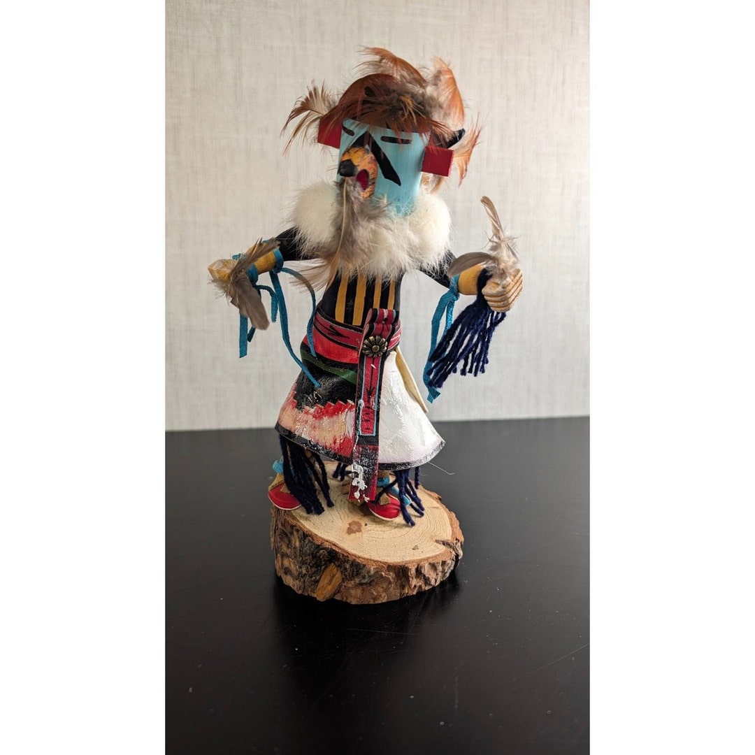 Vintage Kachina Red Tail HAWK Dancer SIGNED 8.5 1970s Painted Leather ...