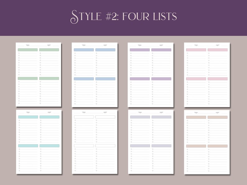 Blank Checklists | Printable PDF | 3 Styles | 8 Colors | A4 & Letter ...