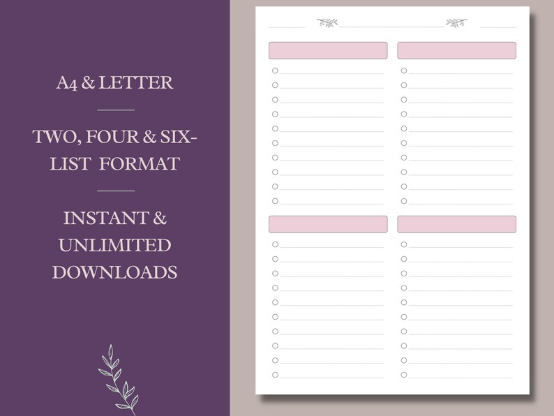 Blank Checklists | Printable PDF | 3 Styles | 8 Colors | A4 & Letter ...