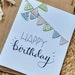 Happy Birthday Card Watercolor Birthday Banner Notecard - Etsy