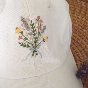 Hand Embroidered Wildflower Bouquet Baseball Cap - Etsy