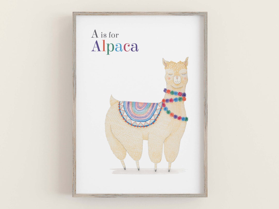 Cute Alpaca Art Print | Nursery Wall Decor | Giclée Print for Kids Room ...