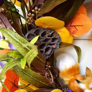 Red Fox Theme Wreath; Mini Wild Woodland Foxes in Meadow for Front Door ...