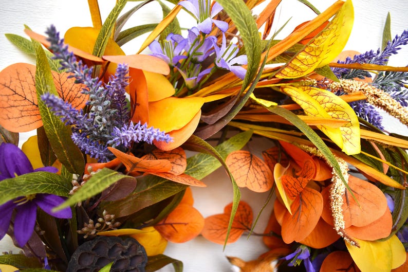 Red Fox Theme Wreath; Mini Wild Woodland Foxes in Meadow for Front Door ...