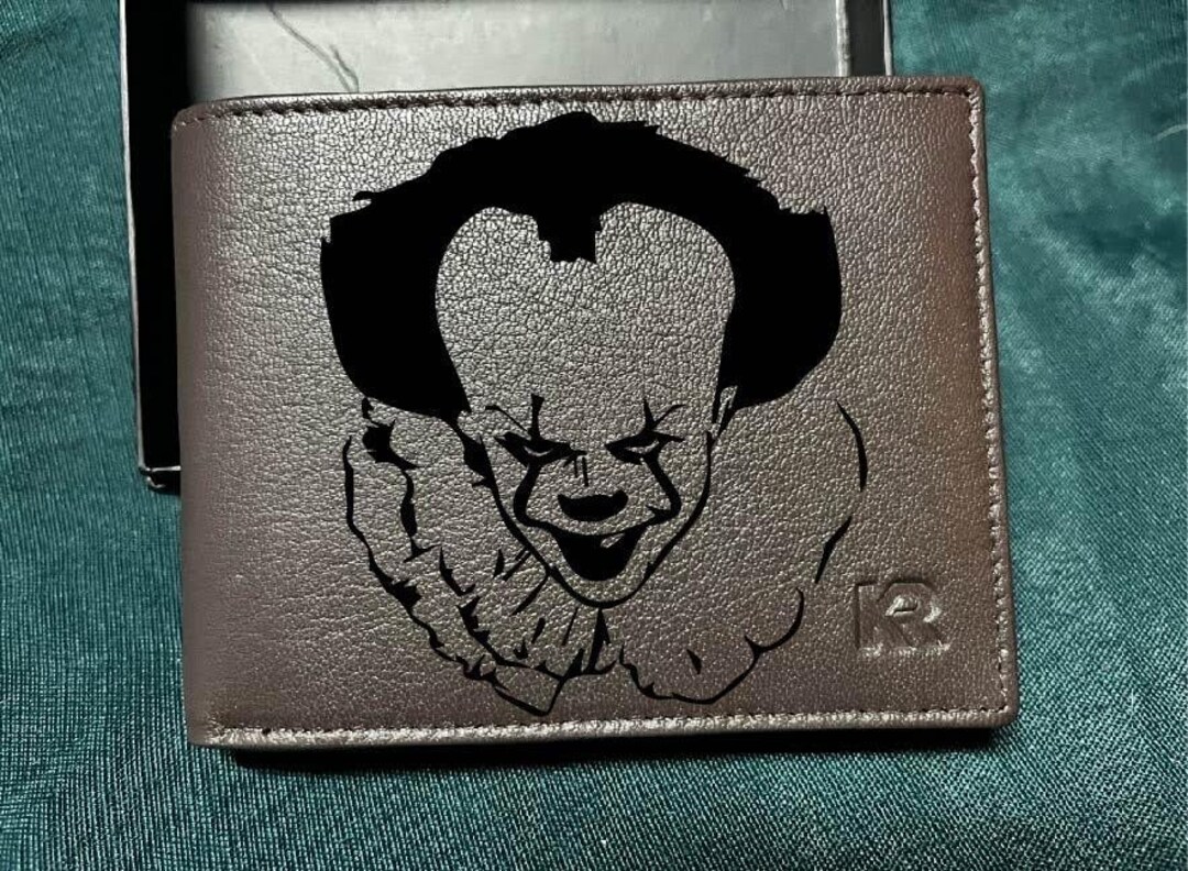 Engraved Leather Horror It Clown Wallet - Etsy