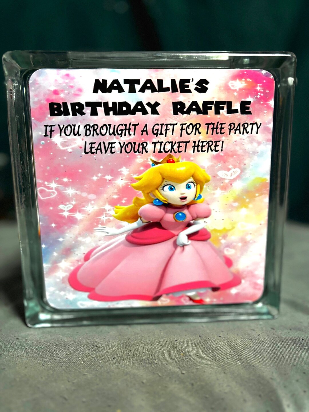 Peach Birthday Raffle Ticket Glass Jar Party Decor With Raffle Cards ...