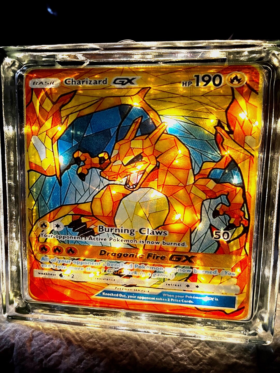 Charizard Eternal Flame Glass Light - Etsy