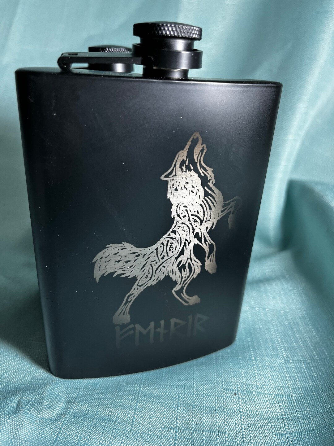 Black Viking Norse Fenrir Flask 8 Oz - Etsy