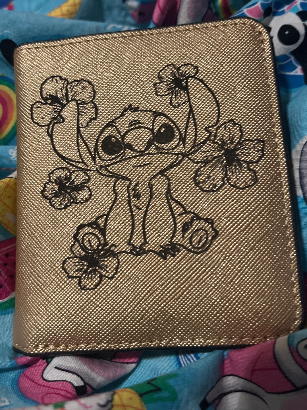 Stitch Floral Engraved Gold Leather Womens Compact Wallet - Etsy