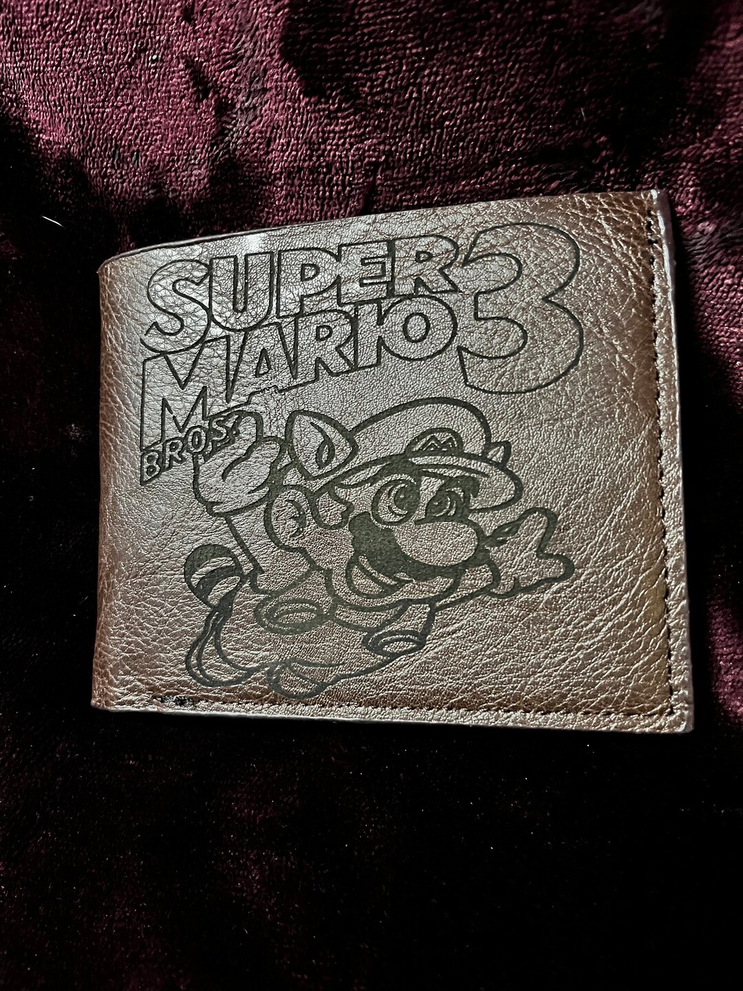 Engraved Leather Gamer Super Mario 3 Wallet - Etsy