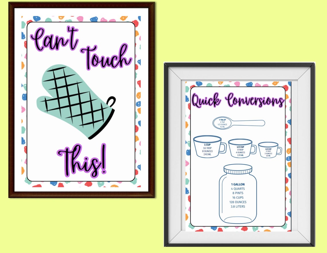 Printable Kitchen Signs | Colorful Polka Dot Theme - Etsy