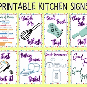 Printable Kitchen Signs | Colorful Polka Dot Theme - Etsy