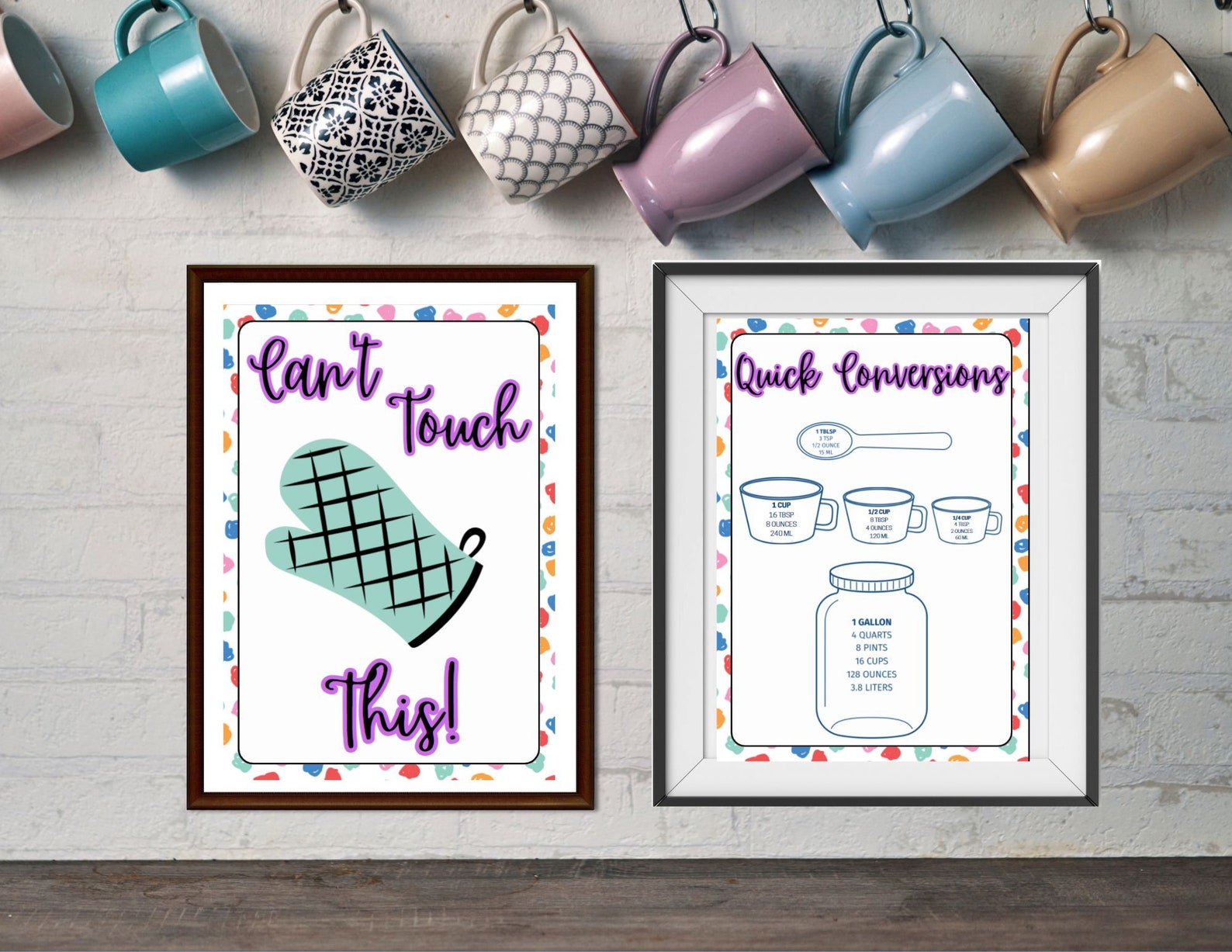Printable Kitchen Signs | Colorful Polka Dot Theme - Etsy