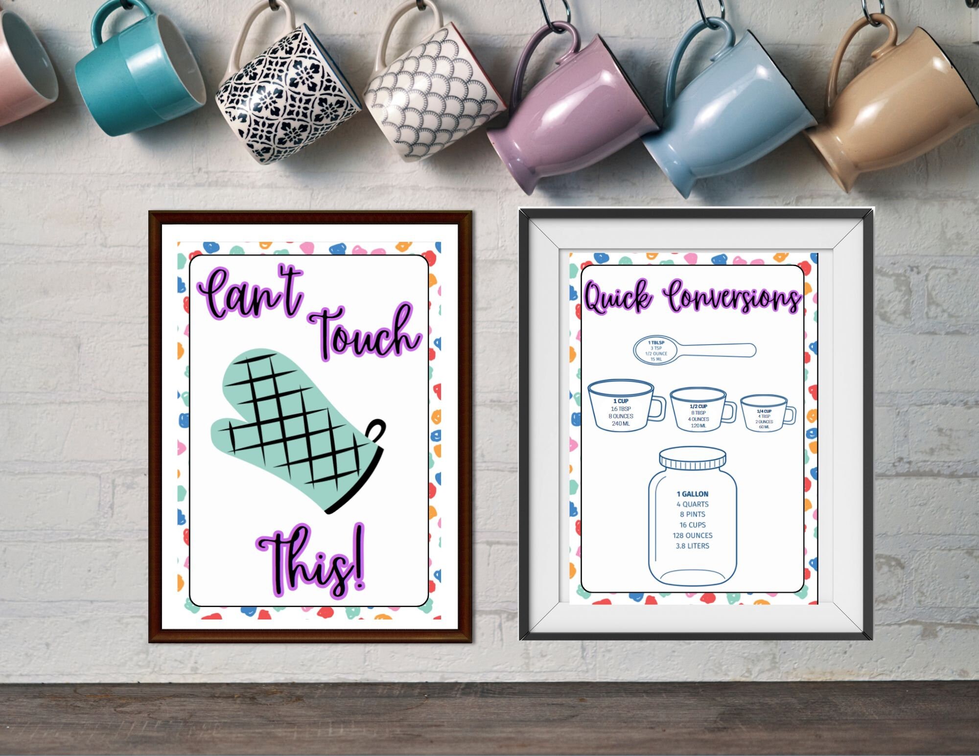 Printable Kitchen Signs | Colorful Polka Dot Theme - Etsy