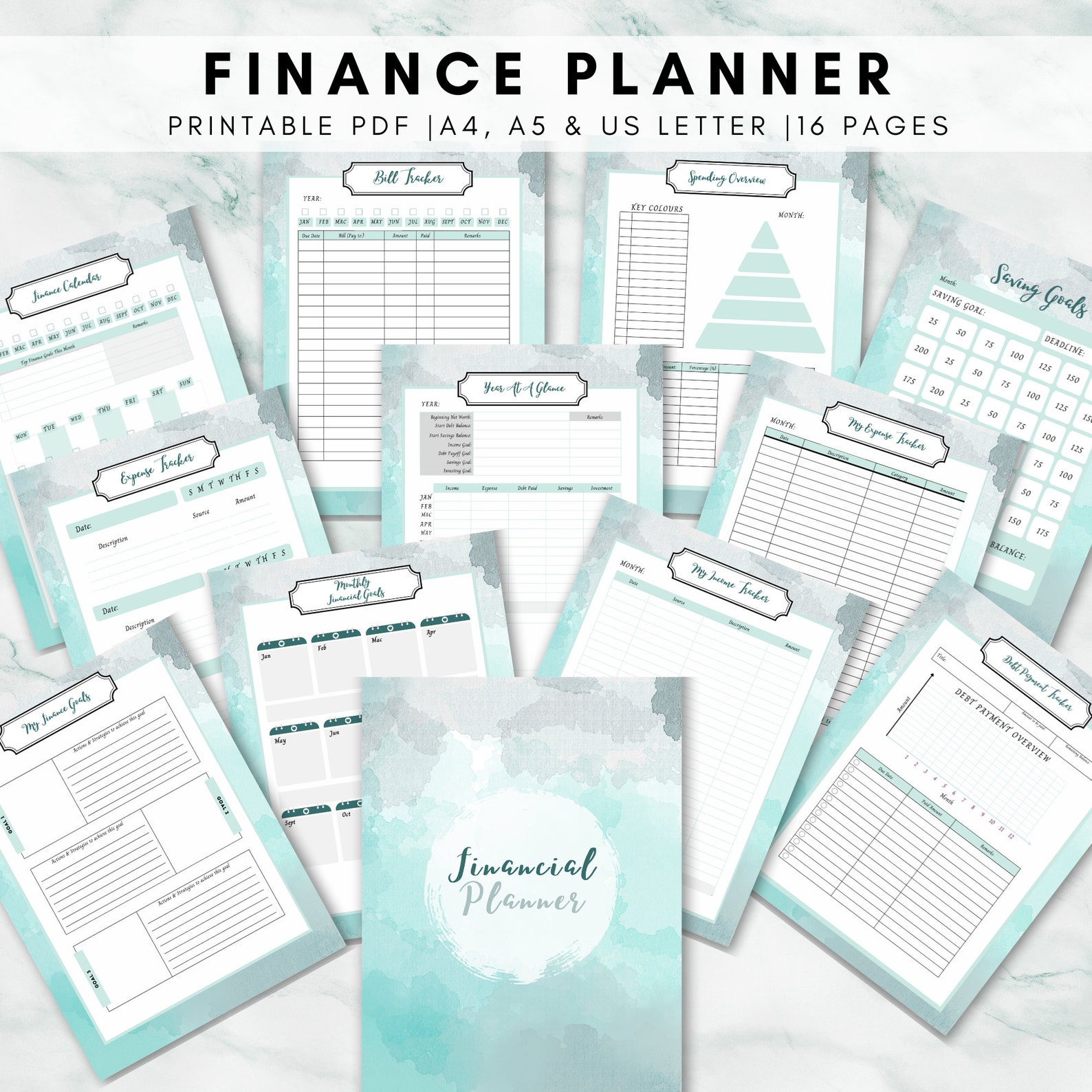 Printable Finance Planner, Budget Planner Templates, Savings Tracker ...
