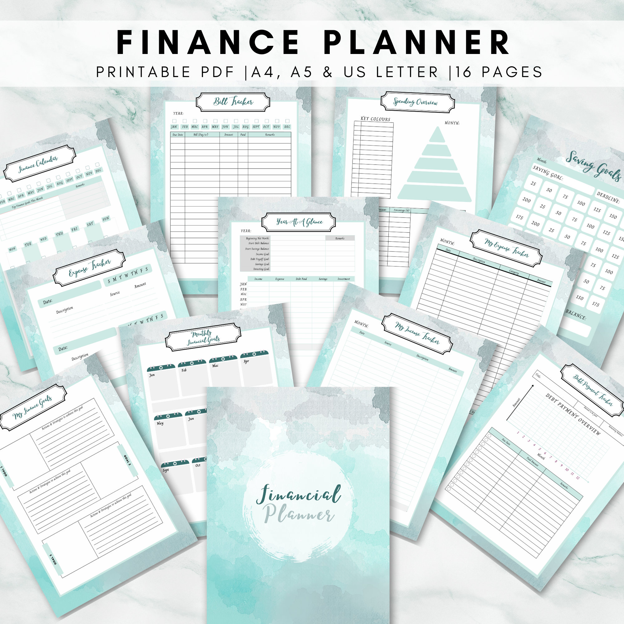 Printable Finance Planner, Budget Planner Templates, Savings Tracker ...
