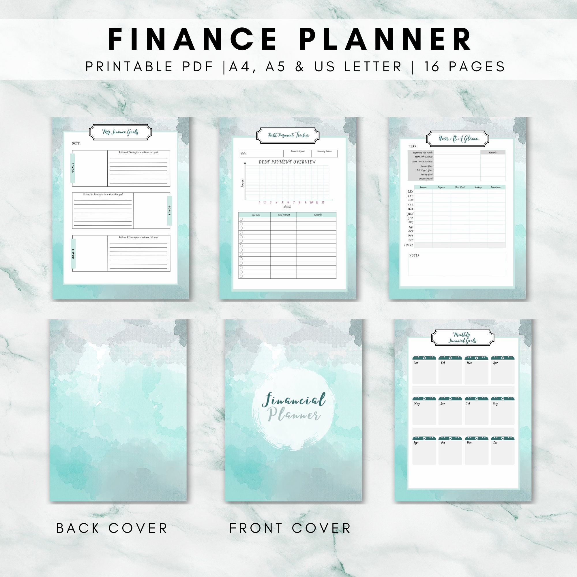 Printable Finance Planner, Budget Planner Templates, Savings Tracker ...