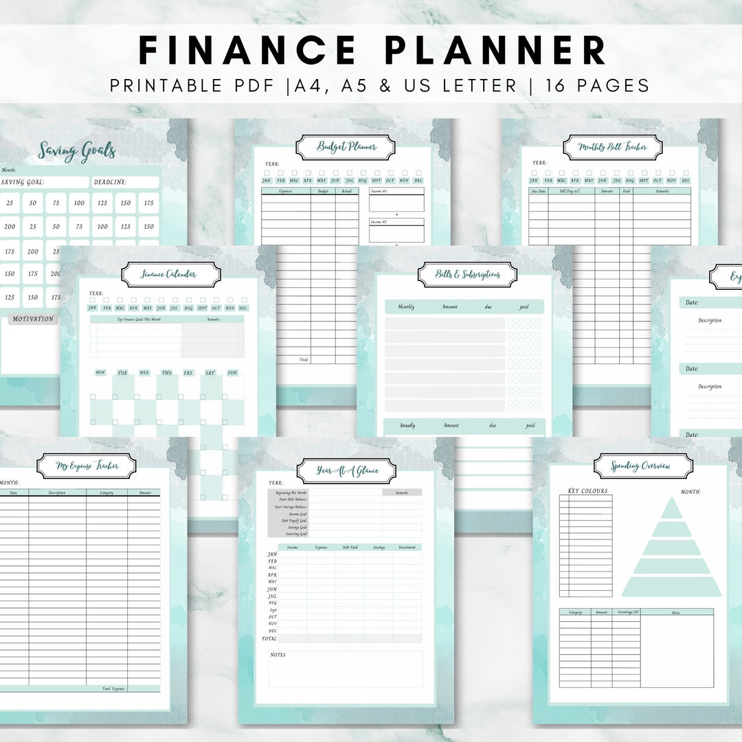 Printable Finance Planner, Budget Planner Templates, Savings Tracker ...