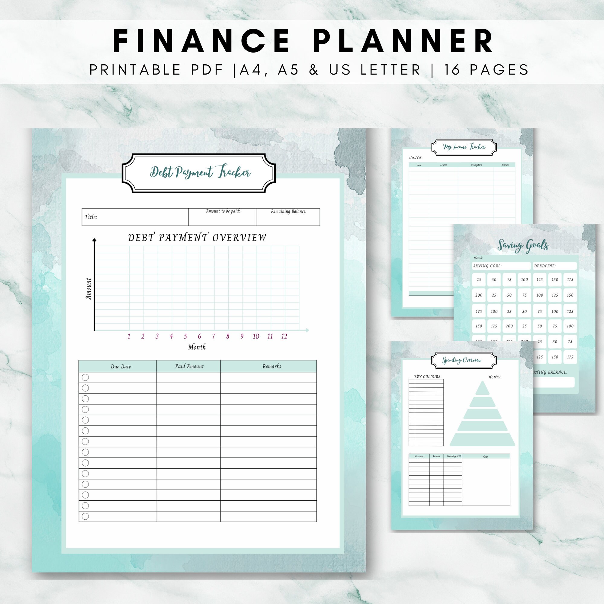 Printable Finance Planner, Budget Planner Templates, Savings Tracker ...
