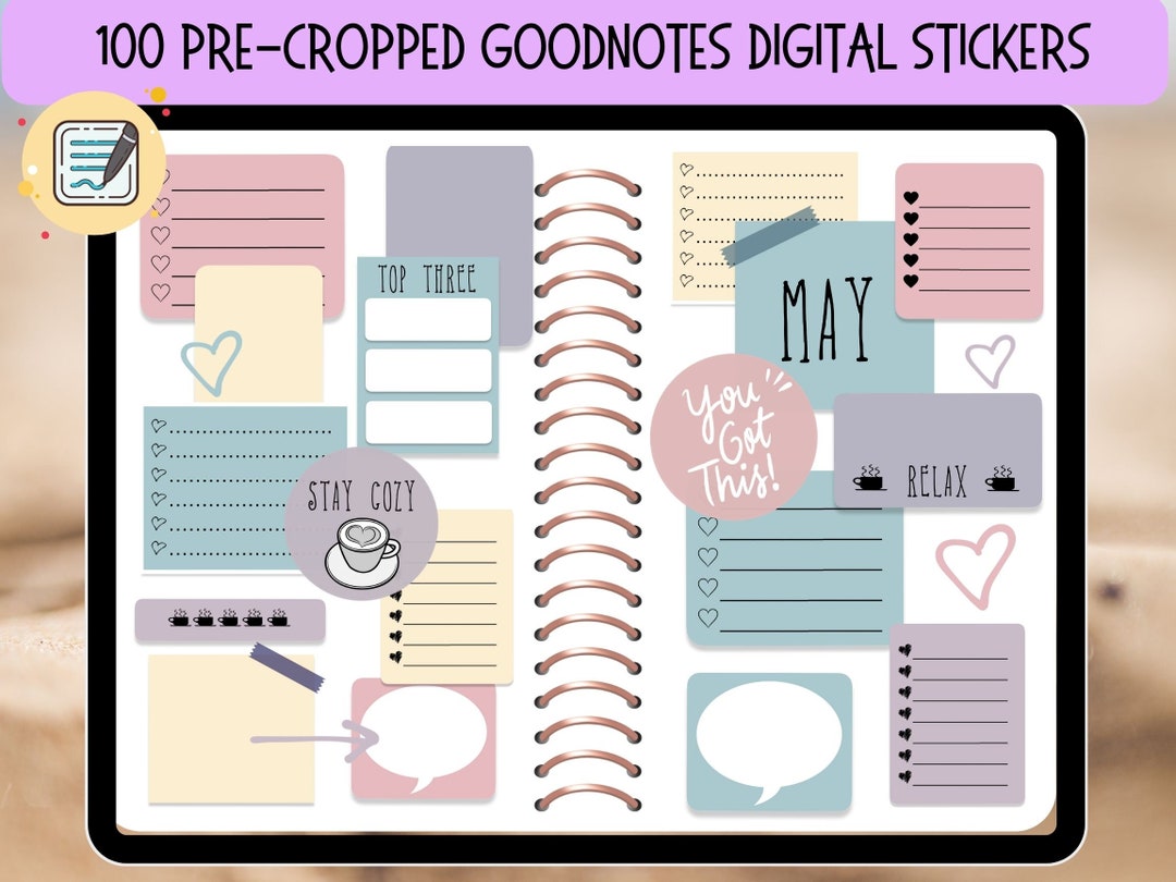 Sticky Notes Digital Stickers Goodnotes Pre-cropped in Pastel - Etsy