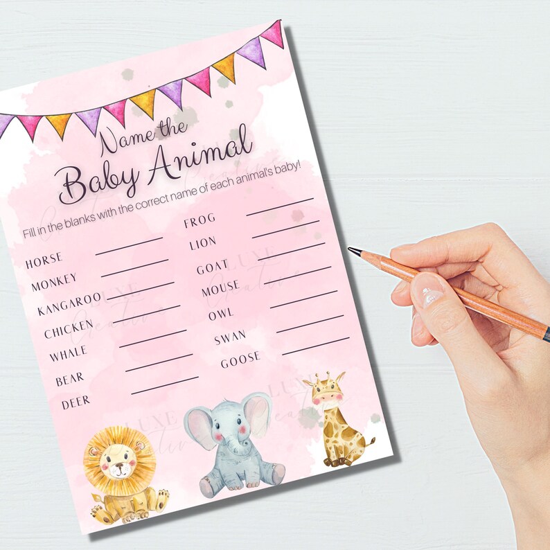 Baby Shower Game - Name the Baby Animal - Etsy