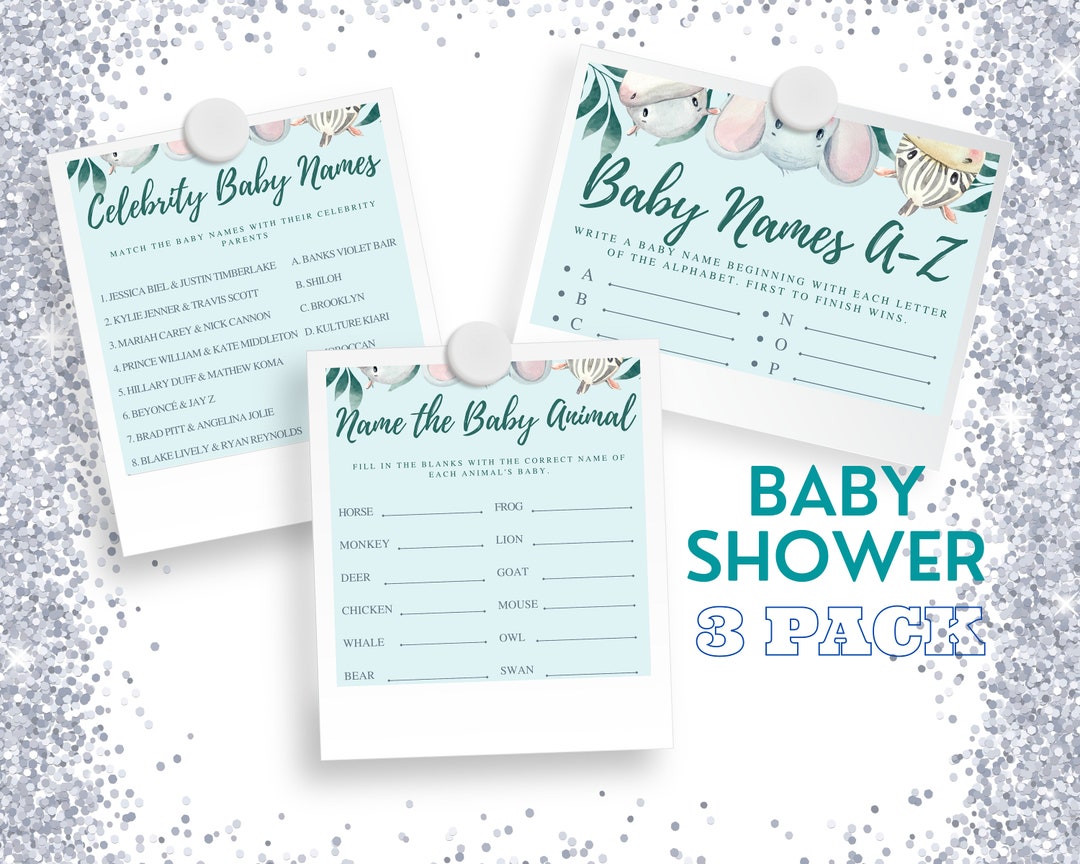 Baby Shower Games Bundle/ Celebrity Babies/ Baby Animals/ Baby Names A ...