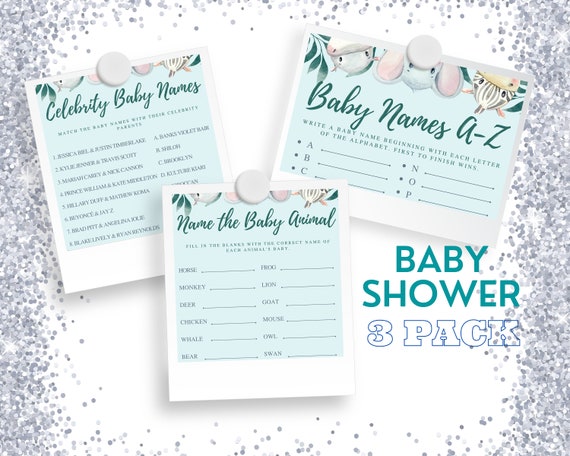 Baby Shower Games Bundle/ Celebrity Babies/ Baby Animals/ Baby - Etsy